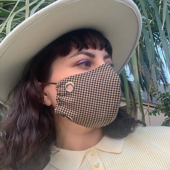 Accessories | New Brown Black Gingham Face Mask | Poshmark